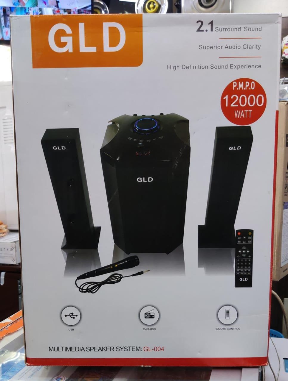 Flevee Stores | Gld 004 2.1CH Subwoofer Speaker System + Mic 120W – Bl